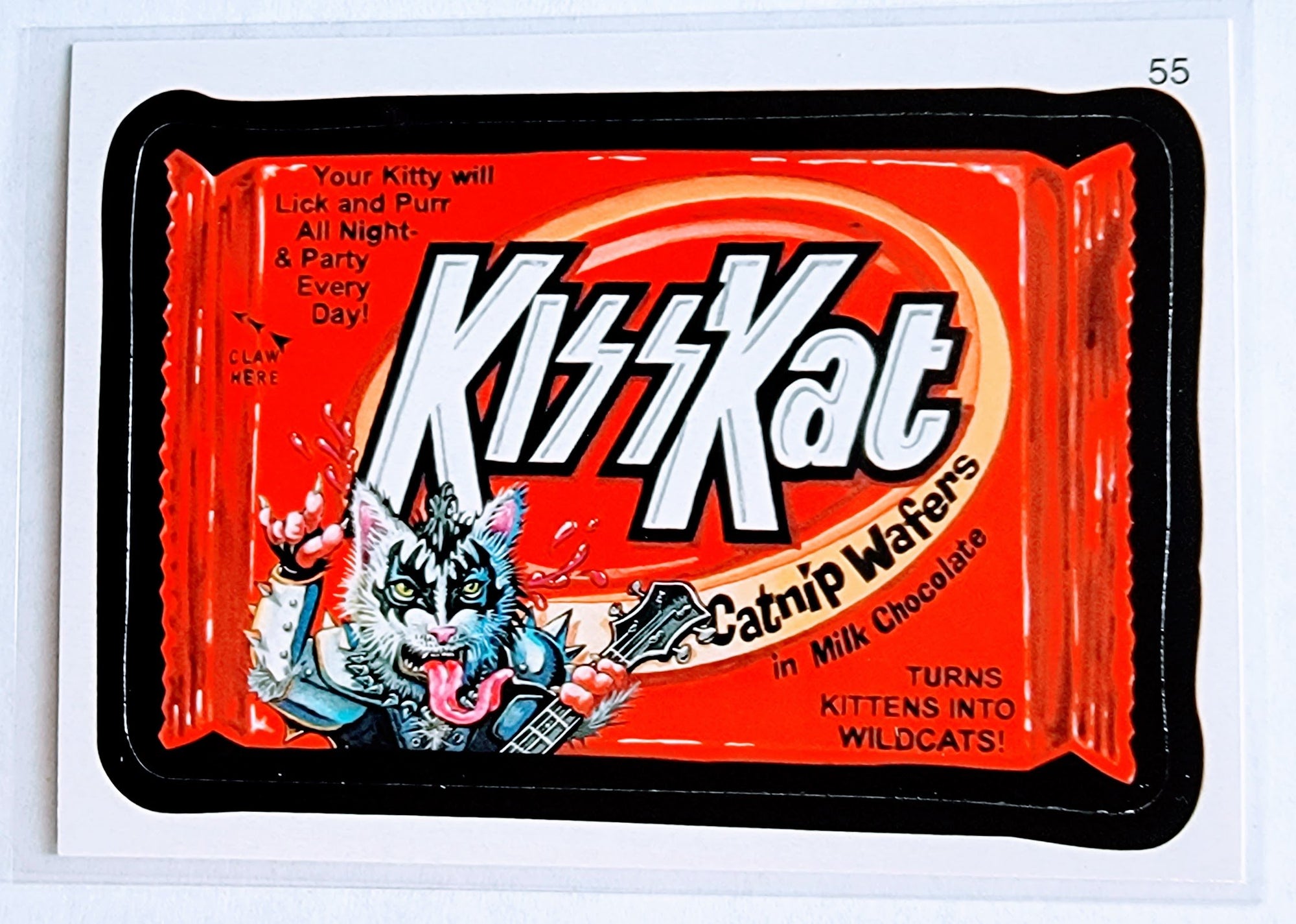 Wacky Packages KissKat Sticker Card MCSC1